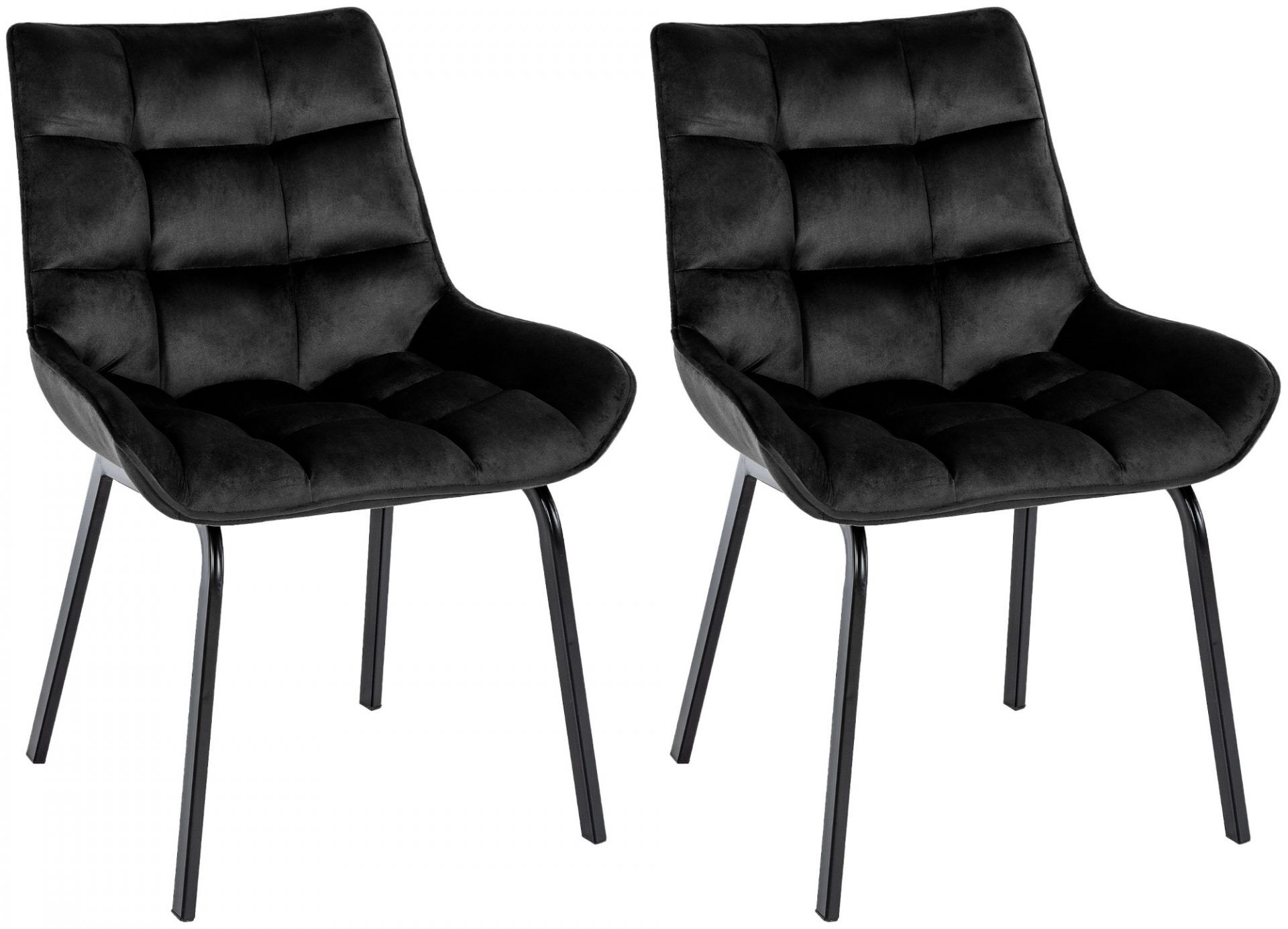 2er Set Stuhl Saranda Samt, schwarz | CL-326684