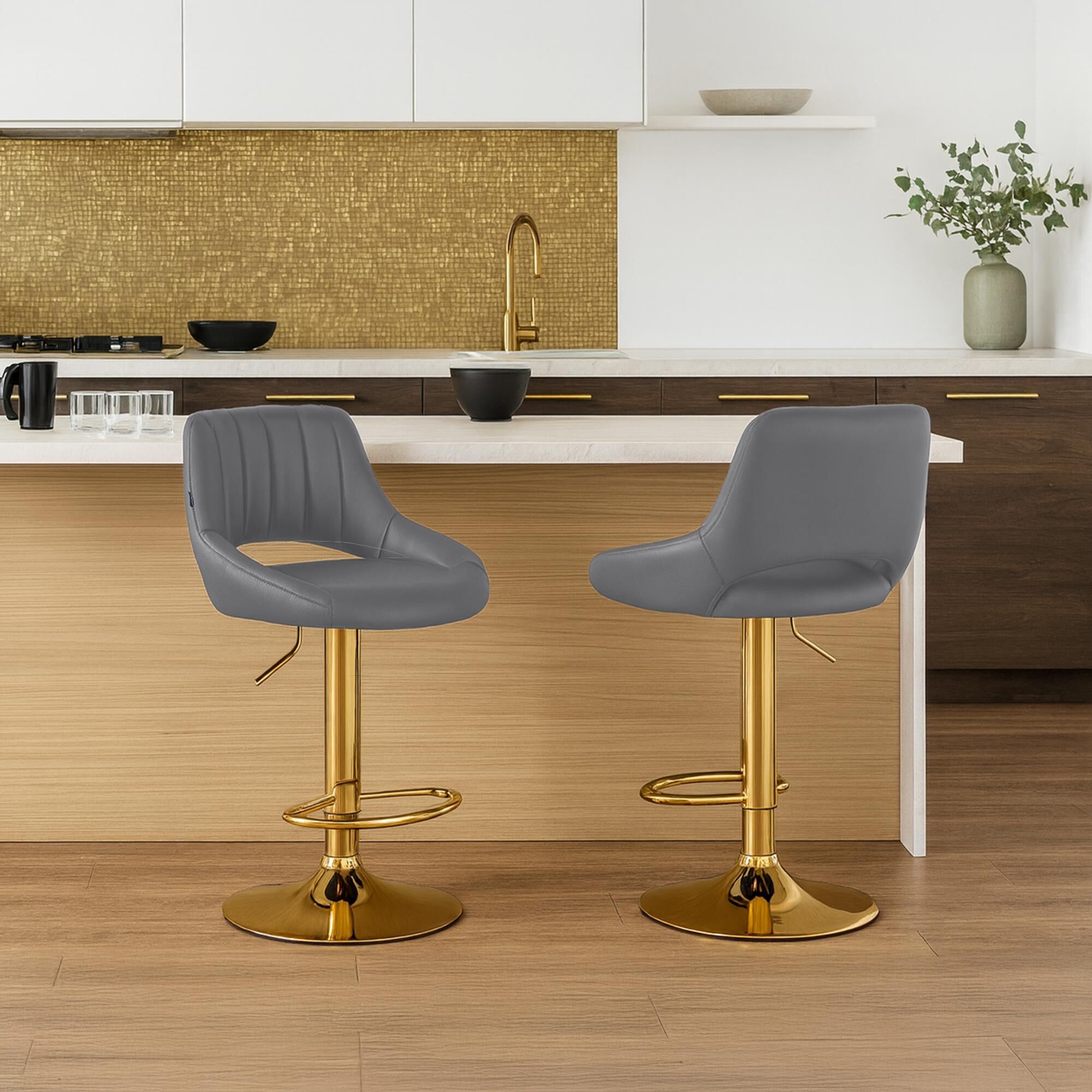 Barhocker Milet Kunstleder gold, grau | CL-327389